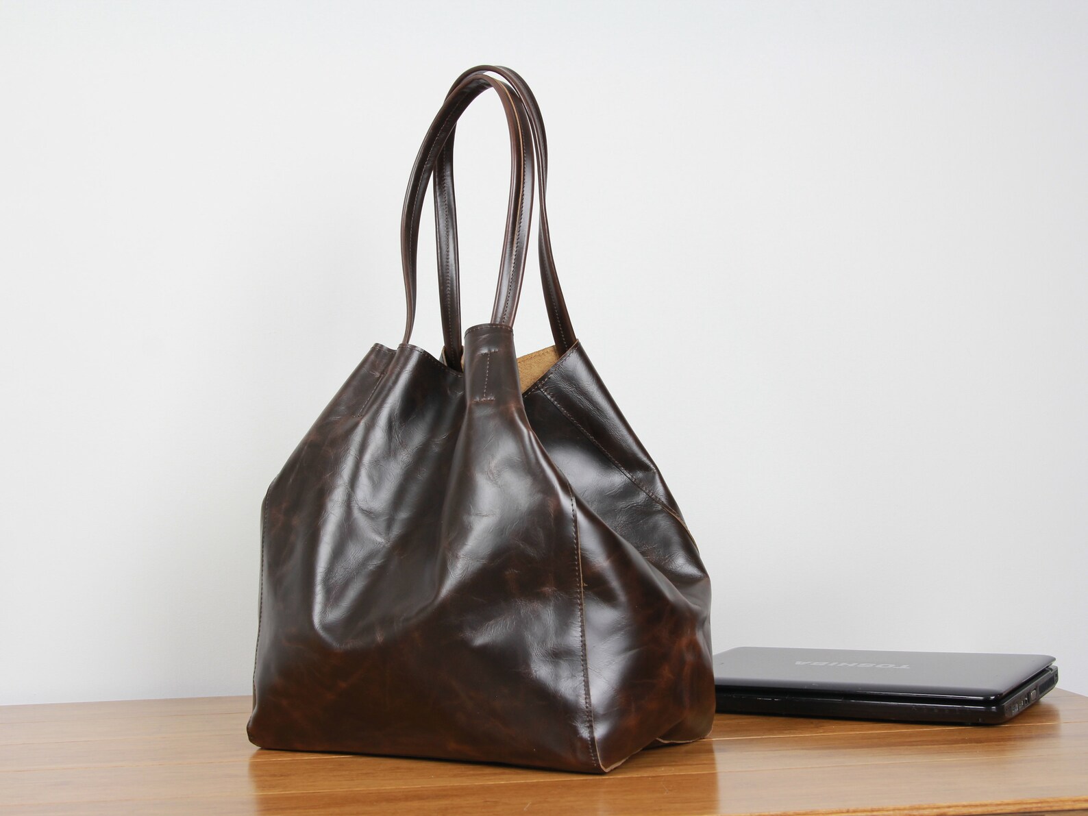 Large Size Bag / Light Everyday and Work Handbag Made of Brown - Etsy