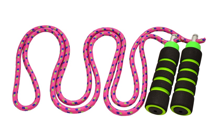 Pink Anna's Rainbow Jump Rope / Kids Playground Rope With Foam Grip and ...