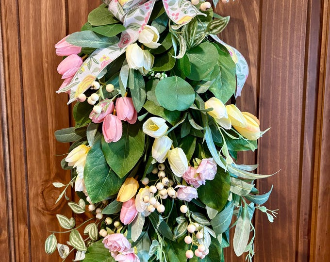 Spring Front Door Swag, Front Door Swag, Spring Door Swag Wreath ...