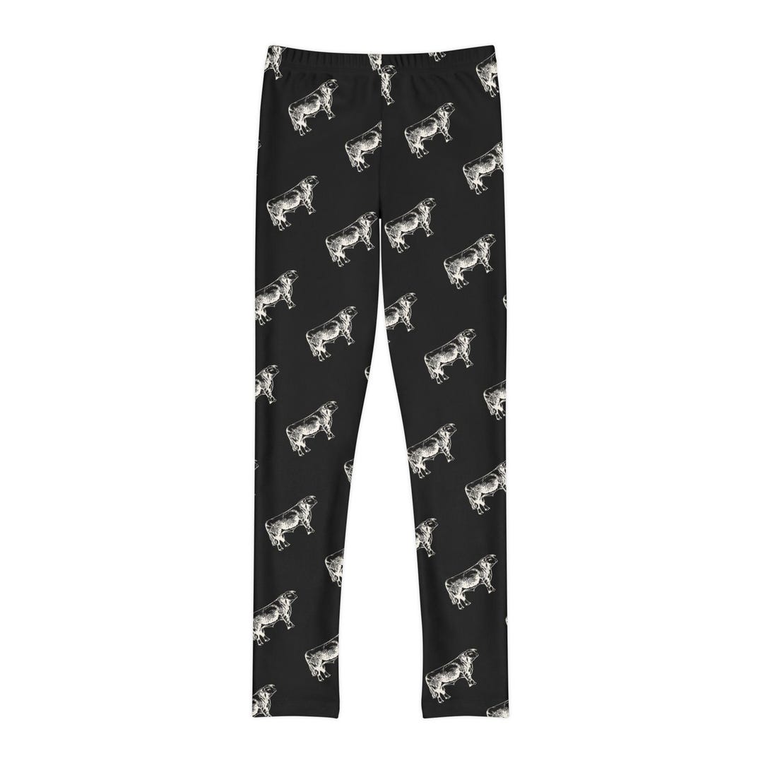 Hereford Cattle Youth Leggings Cow Print Animal Pattern Kids Pants ...
