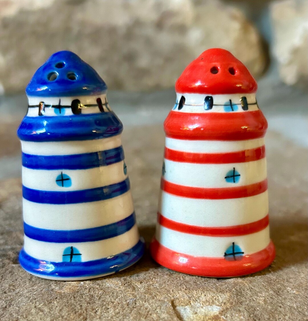 Vintage Salt and Pepper Shakers, Small Lighthouse Shakers, Harbour Town ...
