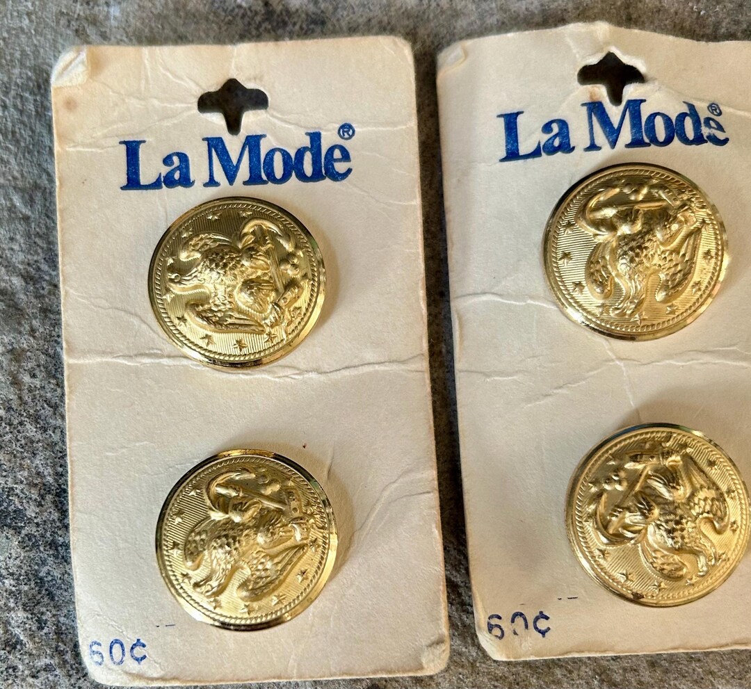 Vintage La Mode Gold Buttons, Eagle Holding Anchor, 1970s Buttons ...