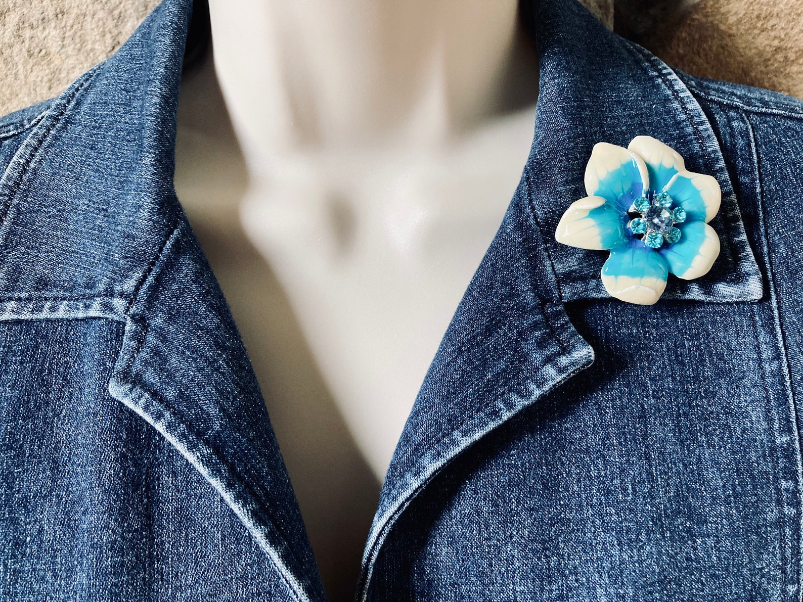Blue Flower Pin Aqua Brooch Enamel Pins Blue Pins | Etsy