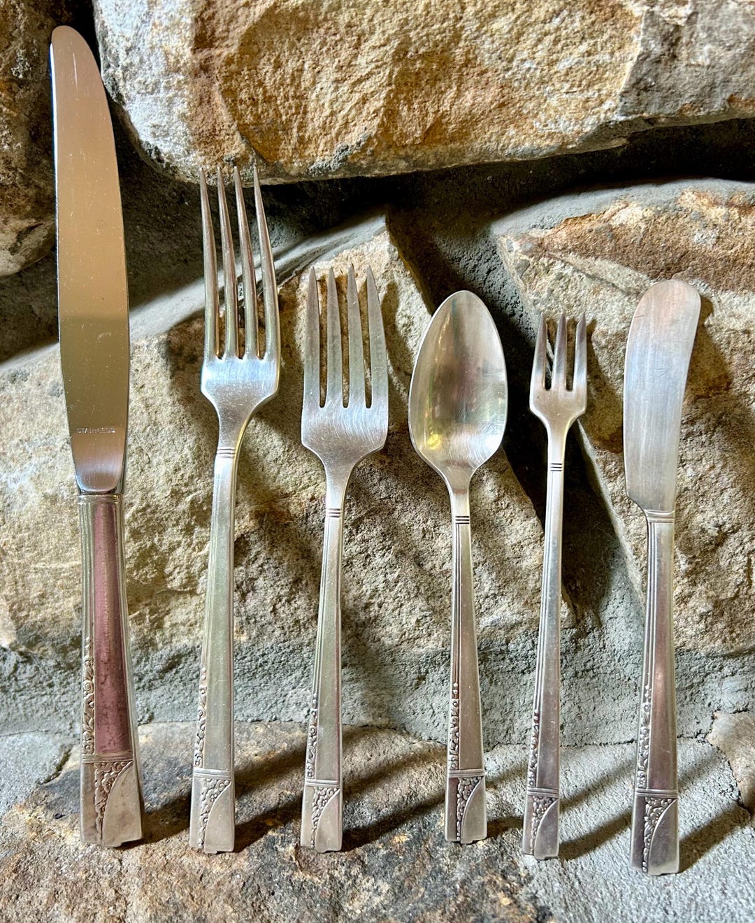 Vintage 1960s Oneida Nobility Caprice Silver Plate Flatware Place ...