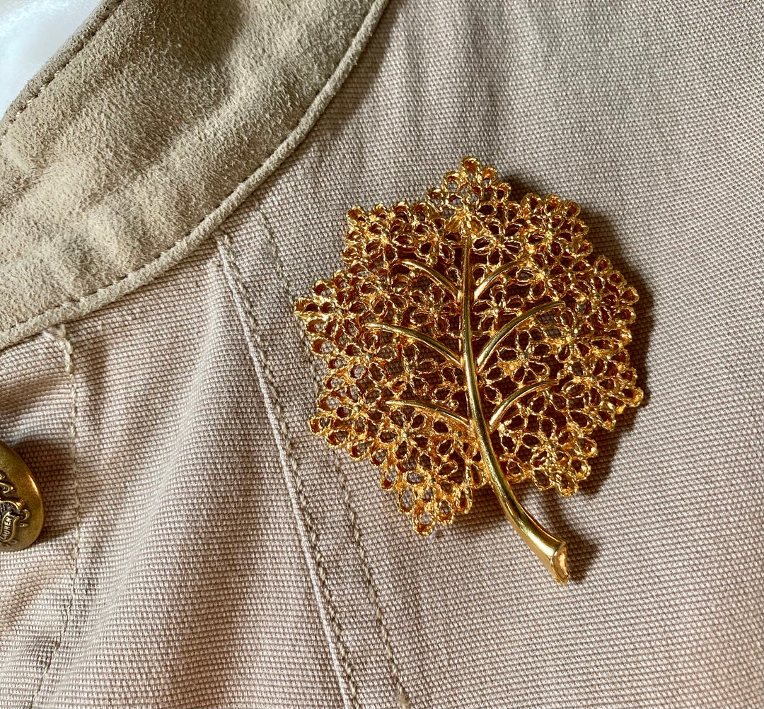 Vintage Mamselle Leaf Brooch, Fall Jewelry, Vintage Leaf Pin, 1960s ...
