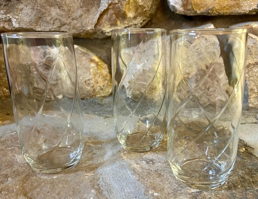 Vintage Libbey Clear Swirl Optic Tumbler Drinking Glasses, Set of Three ...