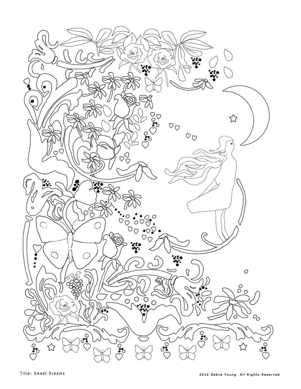 Sweet Dreams Floral Coloring Page. A Coloring Page That Takes - Etsy
