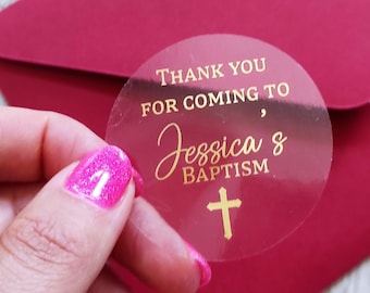 Foil Stickers for Baptism or Christening, Gold Foil Sticker for Favors ...