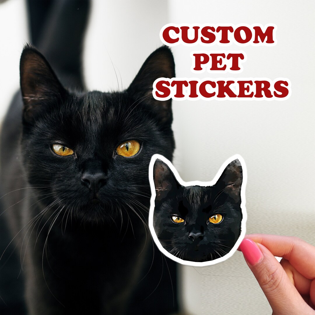 Custom Pet Portrait Sticker: Waterproof Cat Decal - Etsy