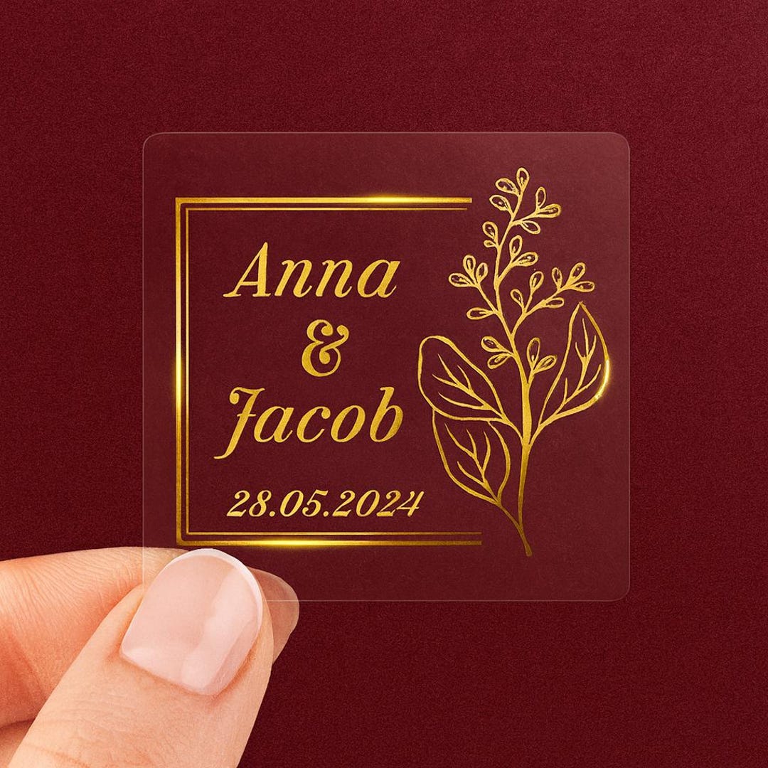 Gold Foil Wedding Stickers: Square Favor Envelope Seals Labels - Etsy