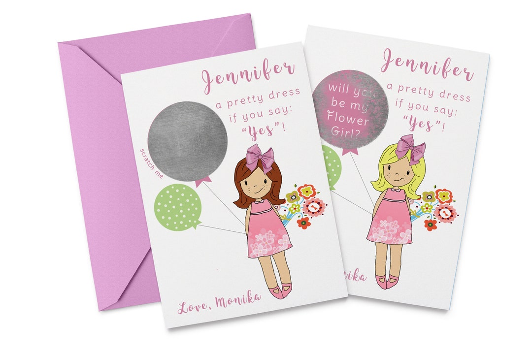 Flower Girl Scratch off Card, Will You Be My Flower Girl Scratch Off ...