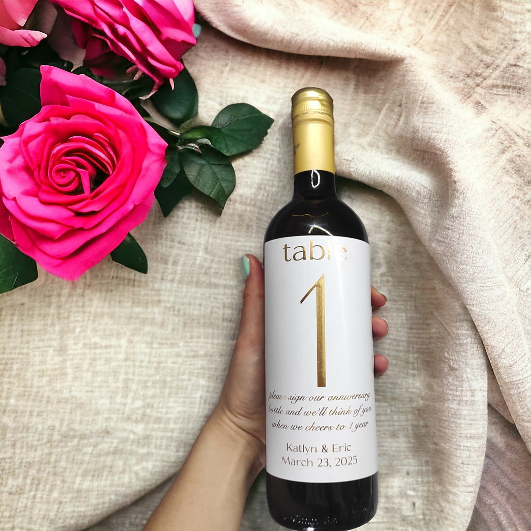 Gold Foil Wine Label Table Number: Minimalist Wedding Decor - Etsy