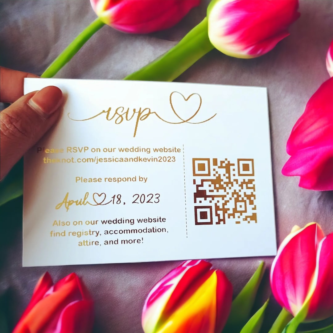 Foil Gold RSVP Cards, Wedding Insert Cards With Gold Foil, Elegant RSVP ...