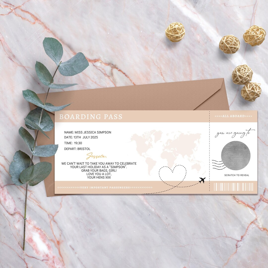 Personalized Surprise Holiday Scratch Card | Boarding Pass Scratch Card ...