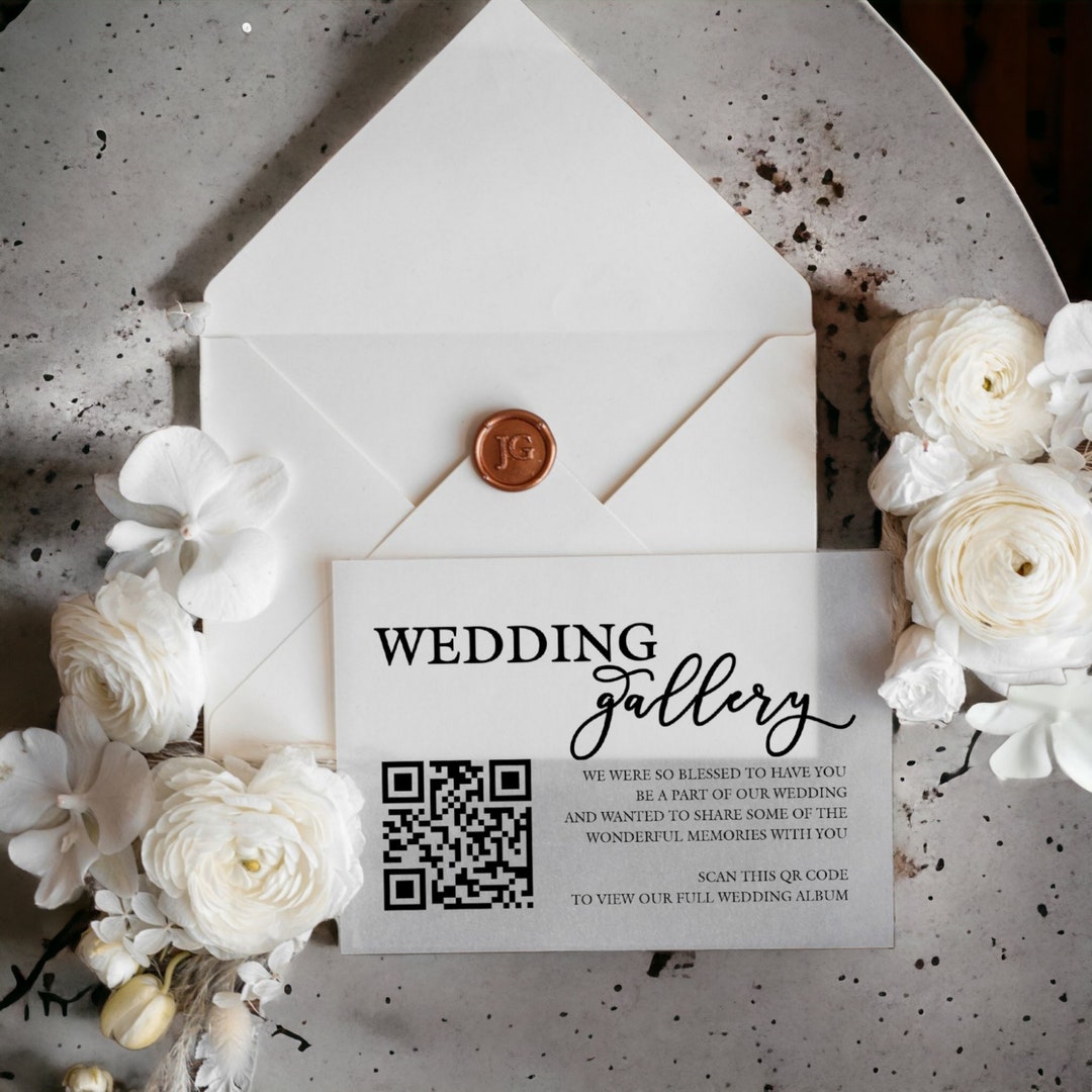 Gold Foil Wedding Insert Cards- Gallery With QR Code - Etsy