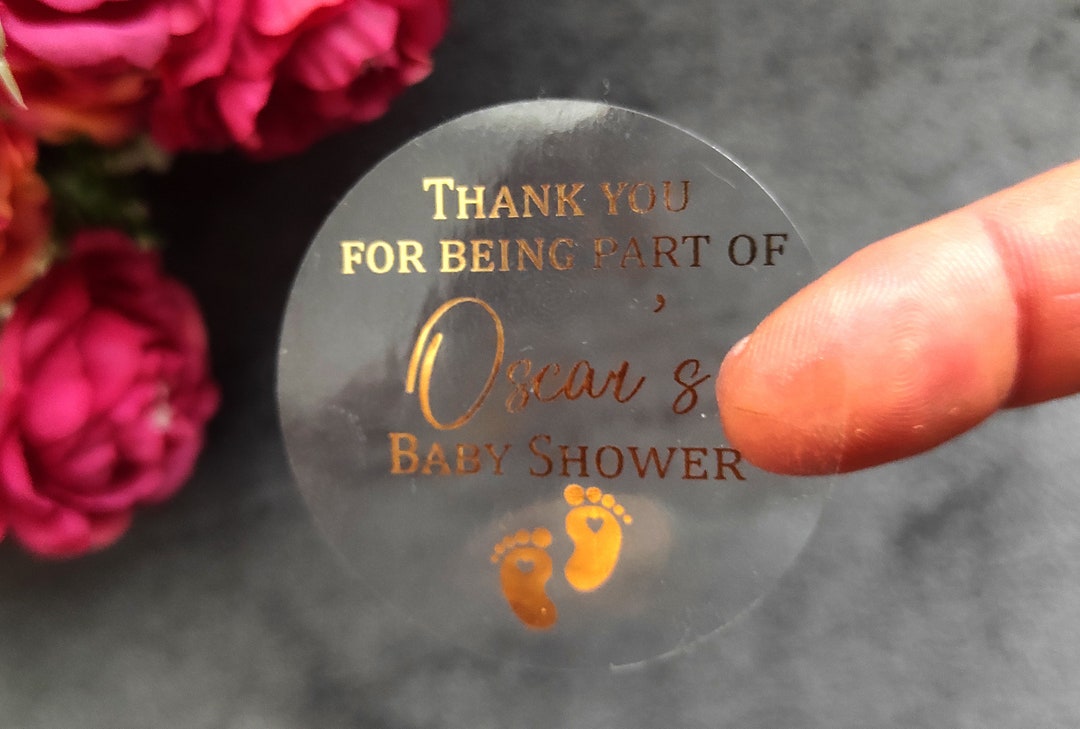Personalised Baby Shower Stickers, Personalised Thank You for Being ...