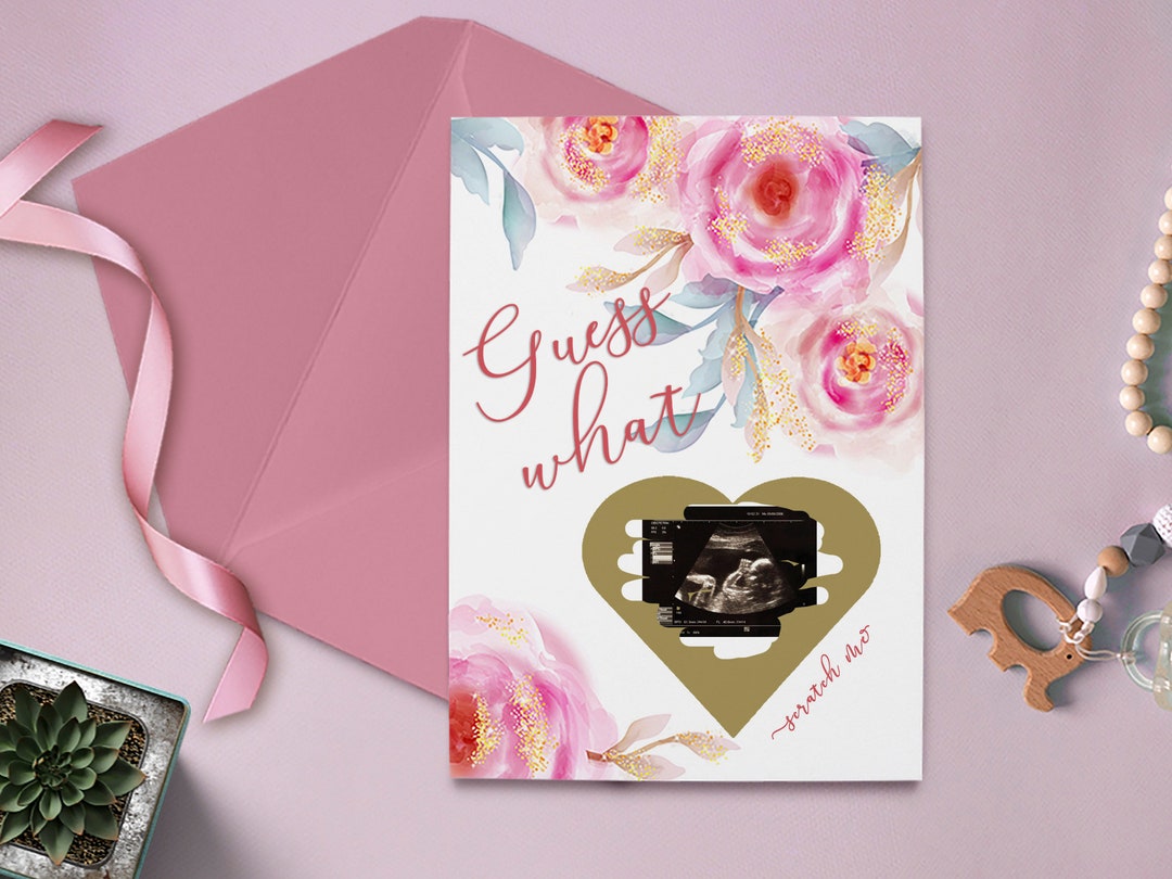 Guess What Pregnancy Reveal Card, Ultrasound Picture Announcement ...