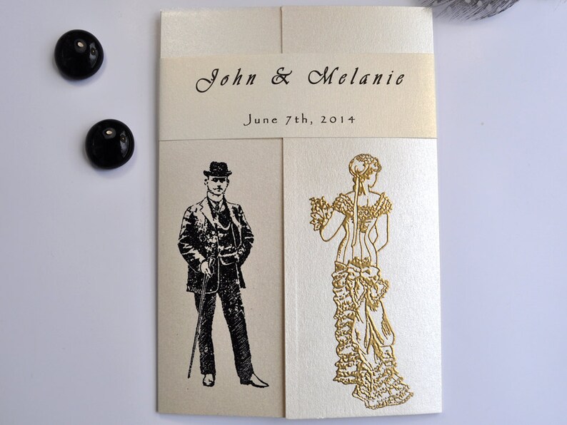 Ivory Pocket Wedding Invitations Embossed Wedding - Etsy