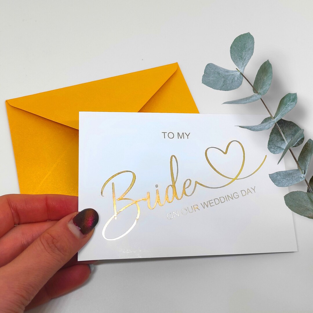Gold Foil Wedding Card for Bride: Shimmery Cardstock - Etsy