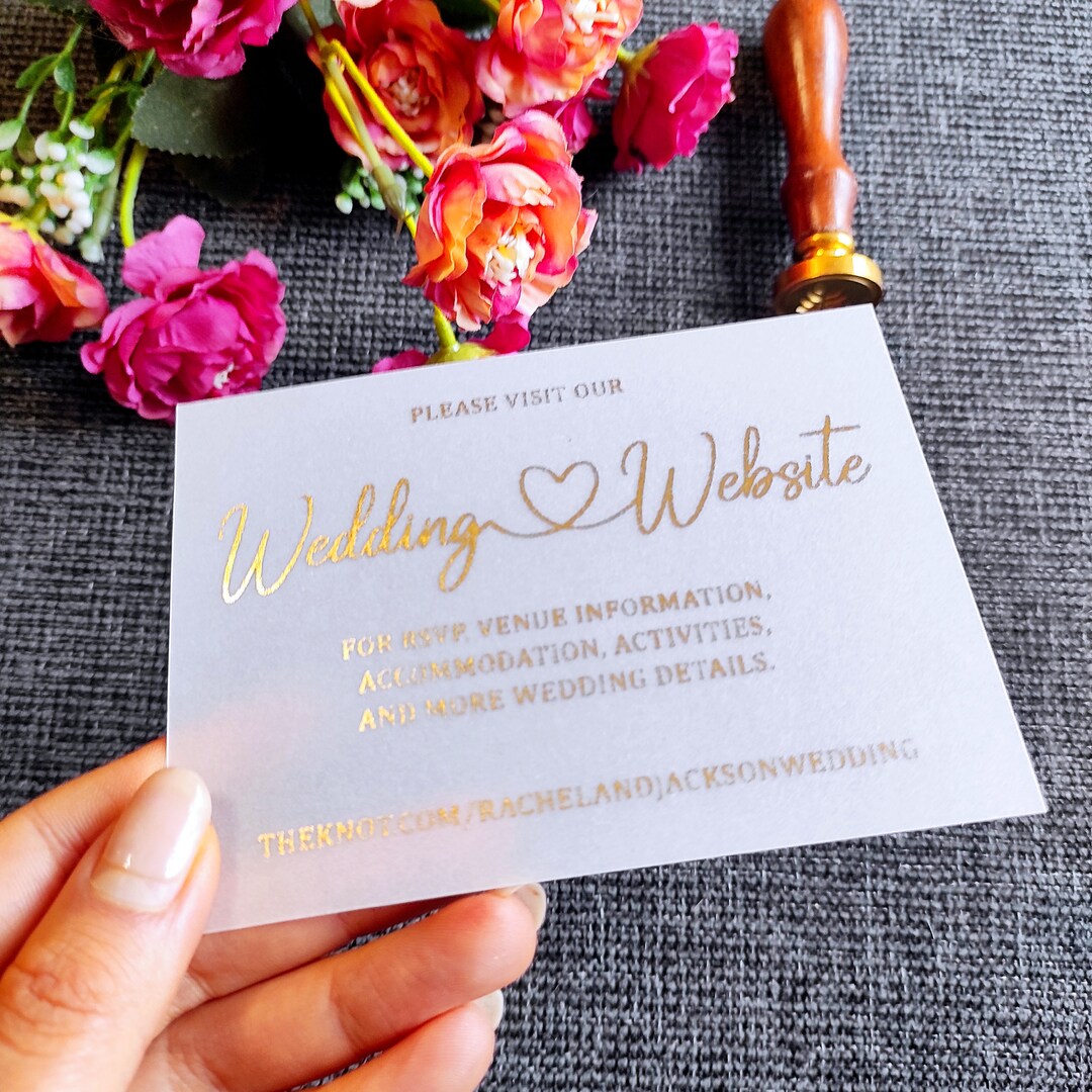 Wedding Website Cards, Wedding Insert Cards With Gold Foil, Visit Our Website Cards, FOIL Gold ...