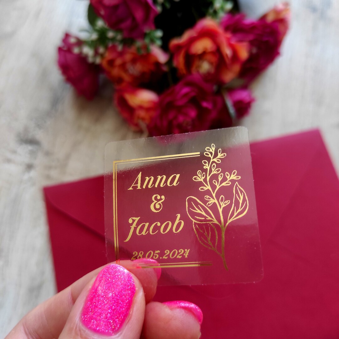 Gold Foil Wedding Stickers: Square Favor Stickers, Bridal Decor - Etsy