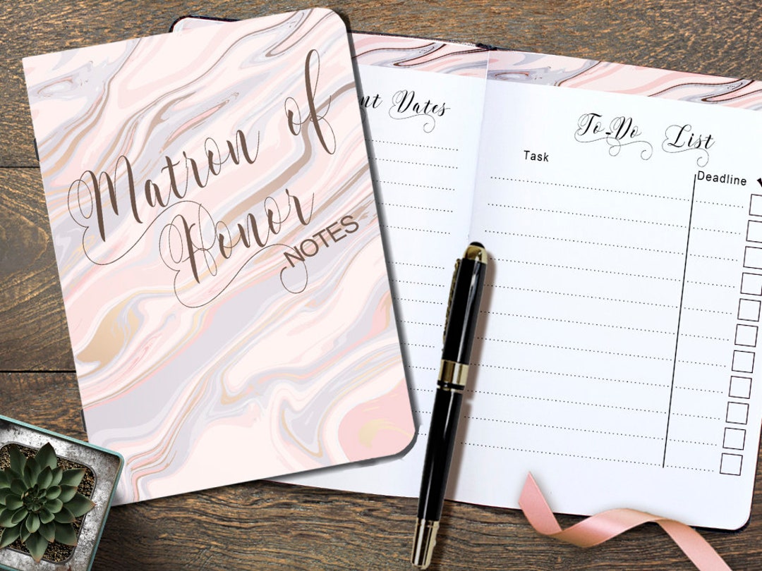 Matron of Honor Notebook, A5 Matron of Honor Planner,cute Wedding ...