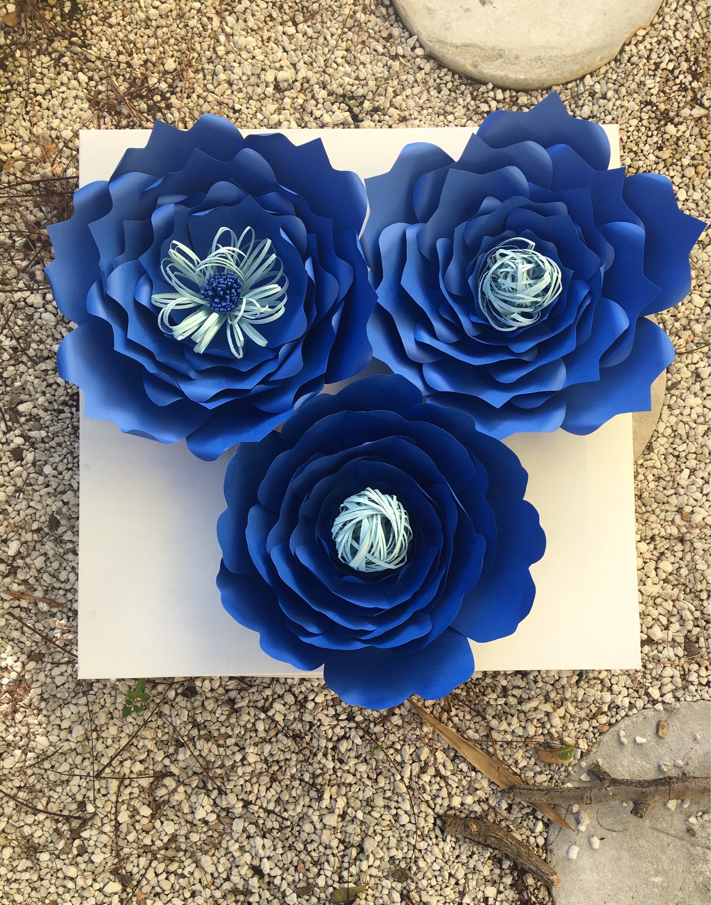 Set of 9 Shades of Blue Paper Flower Backdrop Large Paper | Etsy