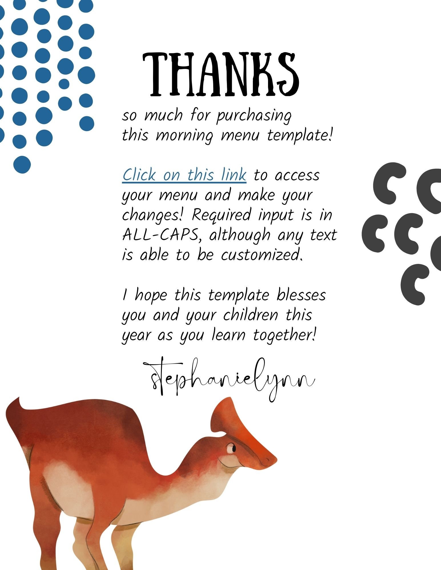 Dino-inspired Morning Menu (canva Template, Editable/customizable ...