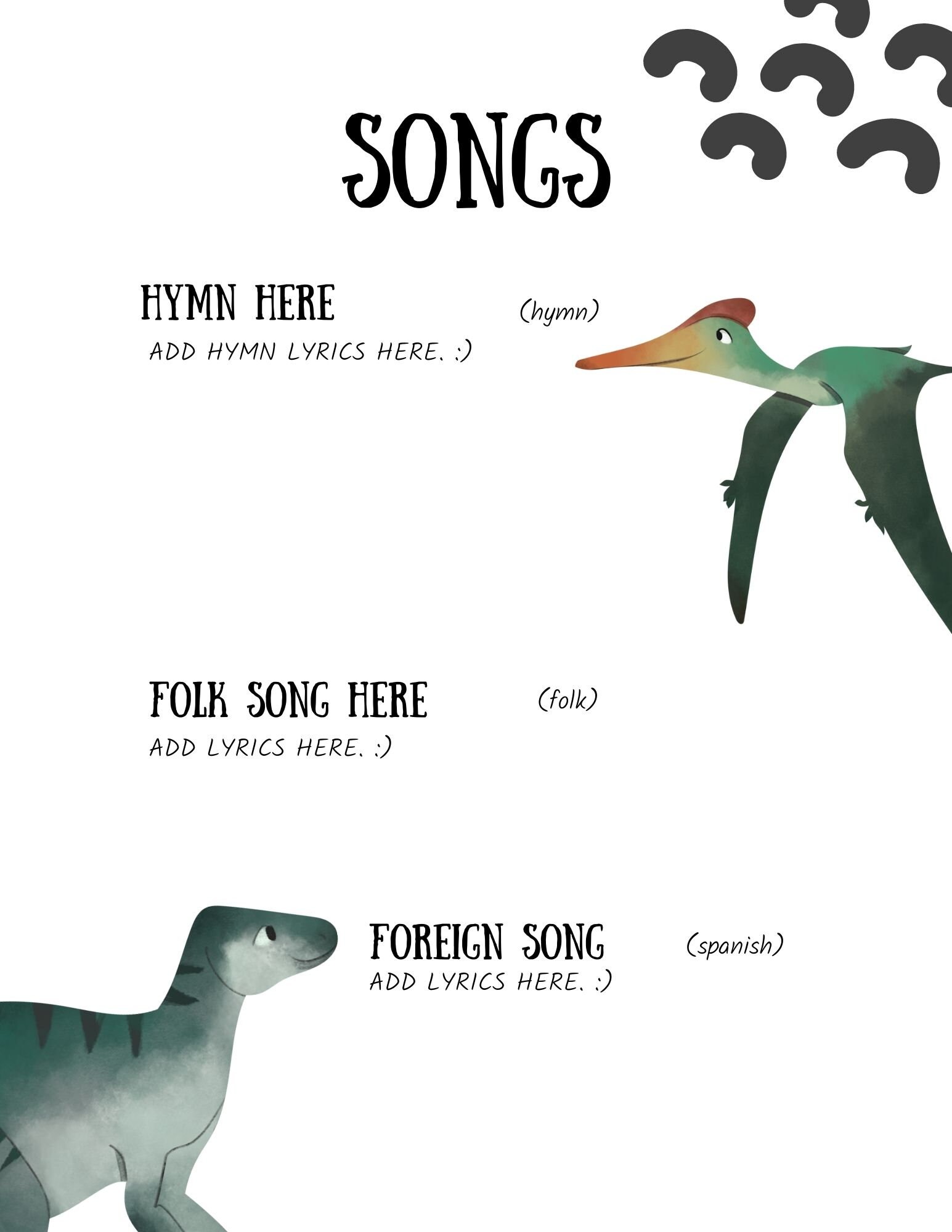 Dino-inspired Morning Menu (canva Template, Editable/customizable ...