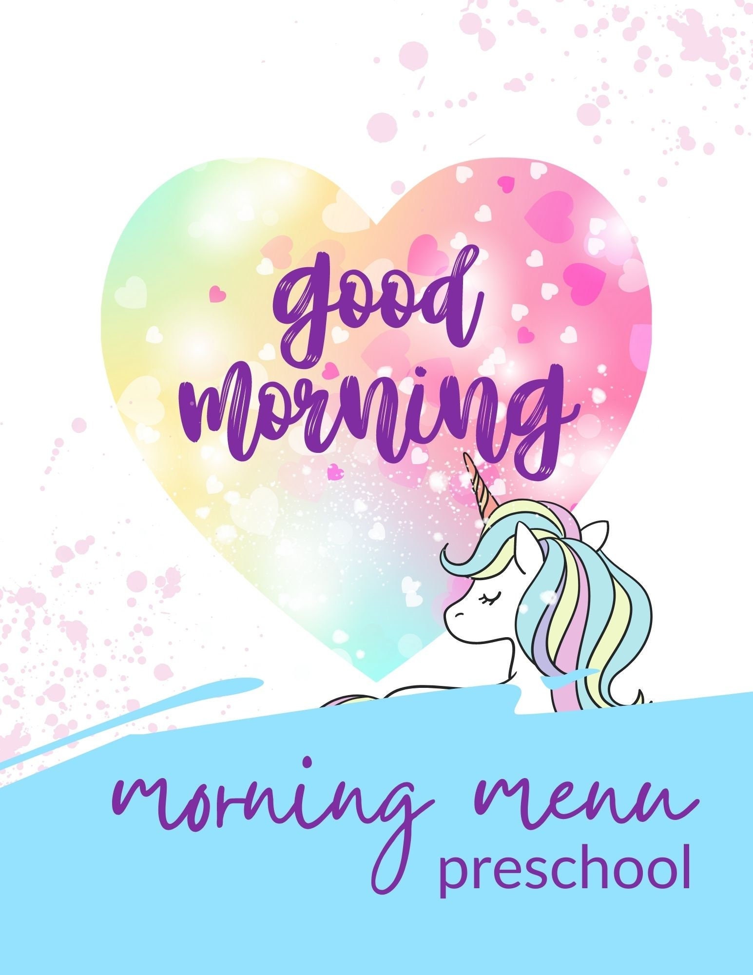 Unicorn Morning Menu (preschool, Digital Download) - Etsy