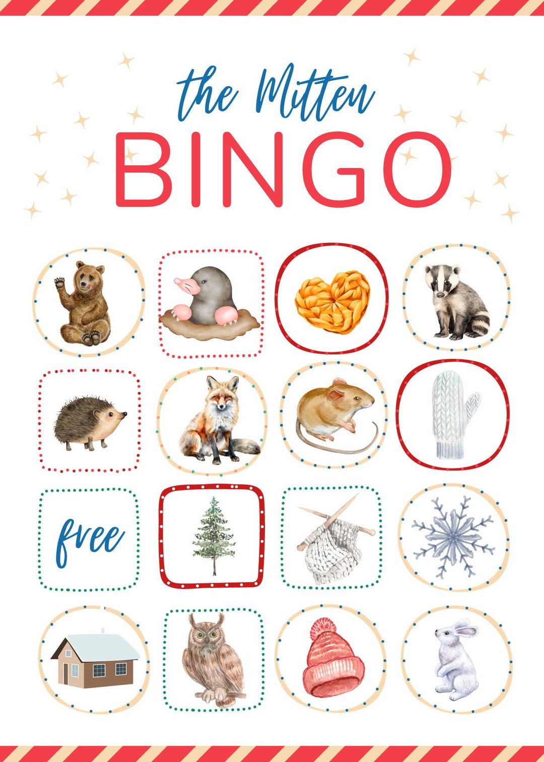 Christmas Bingo Set (a Jan Brett, the Mitten Inspired Christmas Game ...