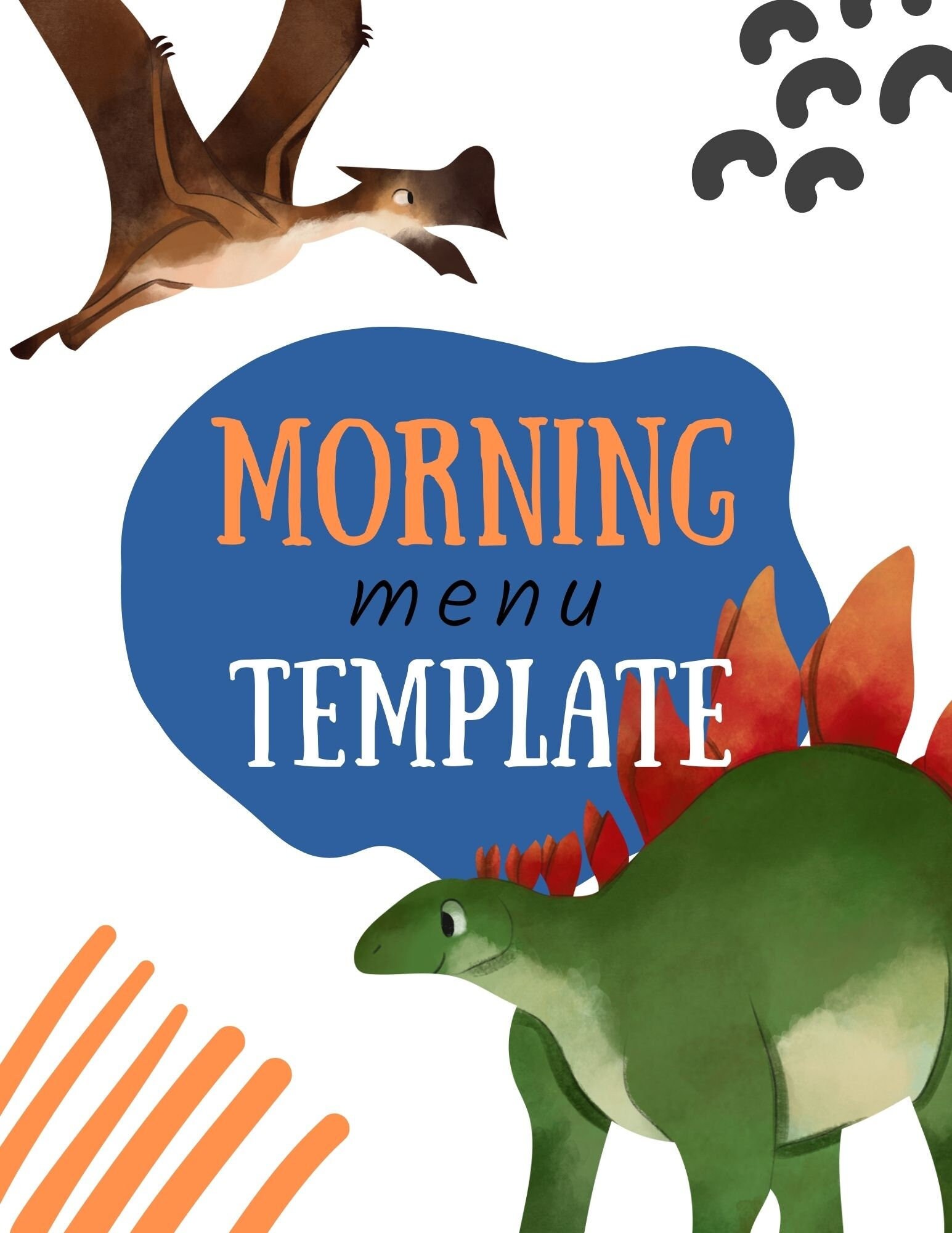 Dino-inspired Morning Menu (canva Template, Editable/customizable ...