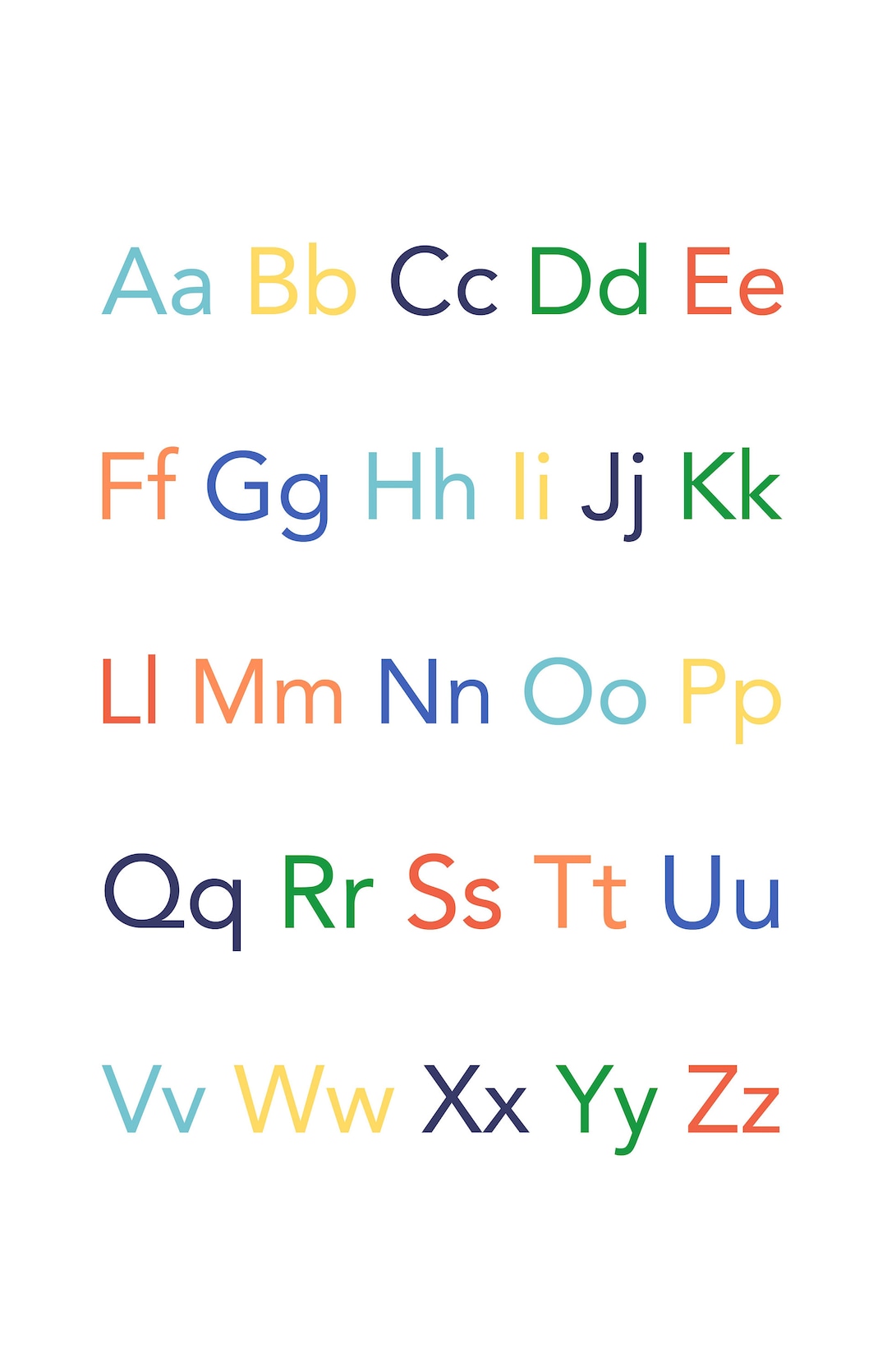 Alphabet Poster - Primary Colors - Etsy