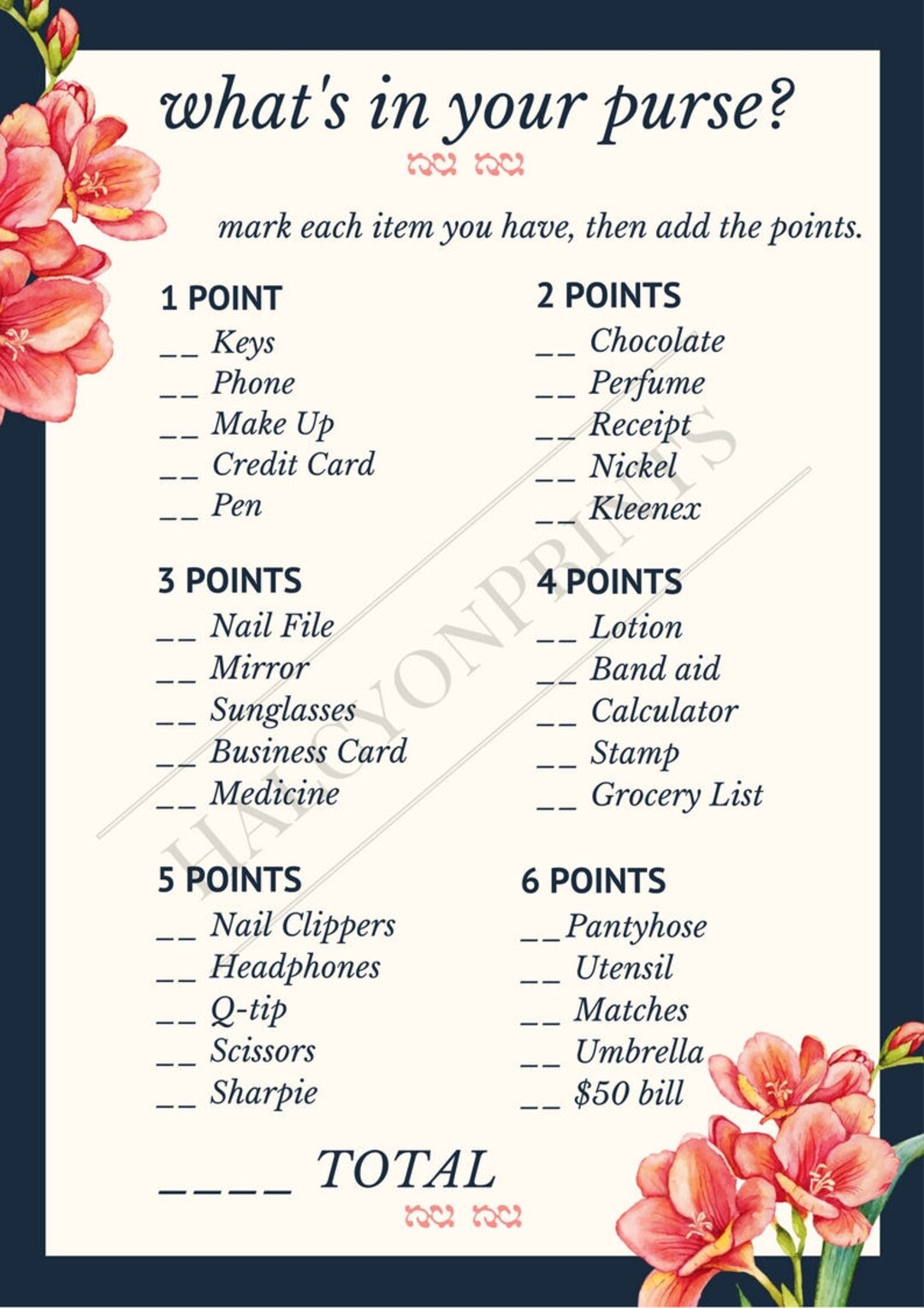 Whats in Your Purse Game - Etsy