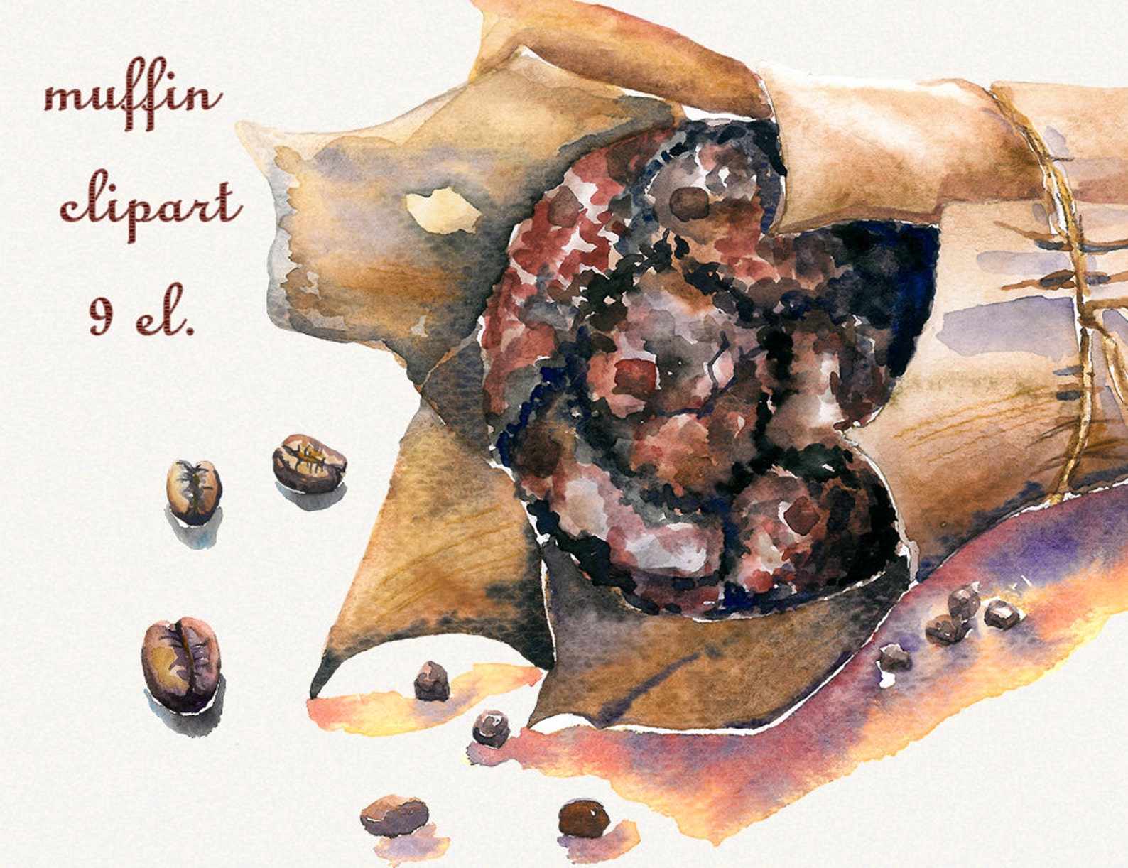 Muffin Clipart Cake Clipart Chocolate Cupcake Watercolor - Etsy