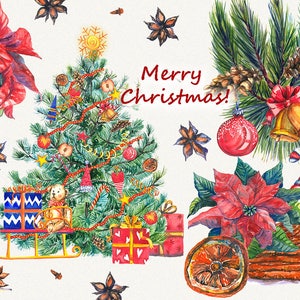 Christmas Watercolor Clipart, Winter Clipart, Hand Painted, Clip Art ...