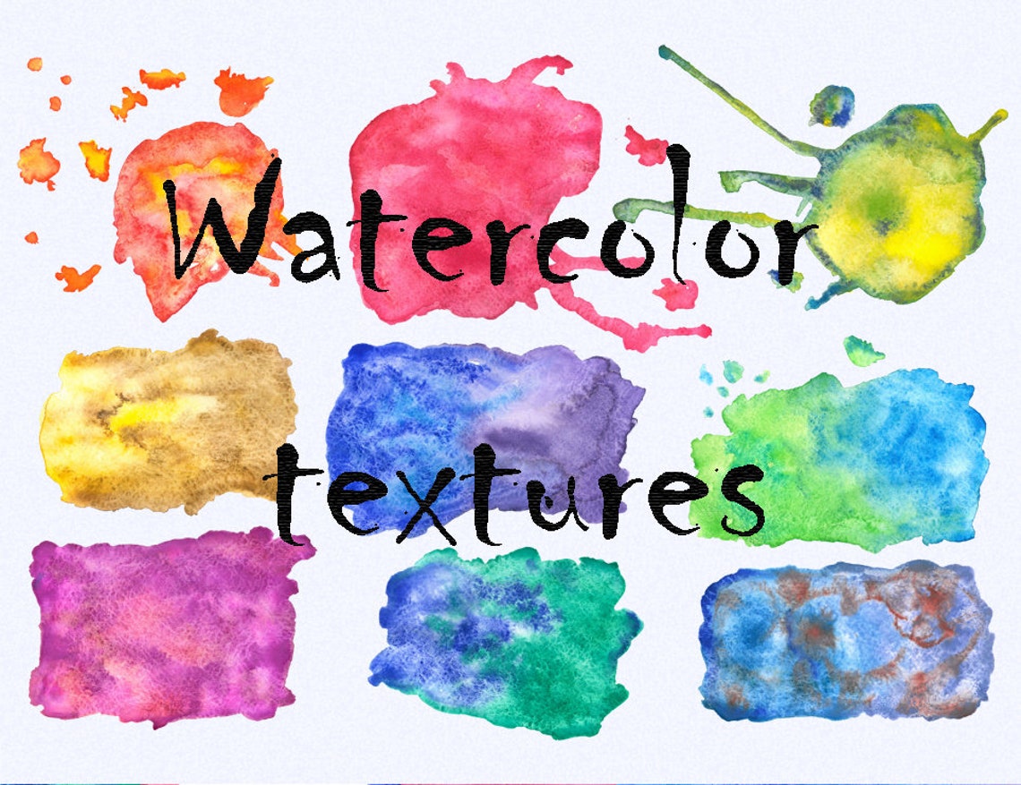 Watercolor Textures, Blot Clipart, Blobs, Shapes, Printable, Commercial ...