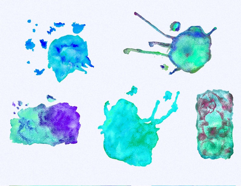 Watercolor Texture, Blot Clipart, Blobs, Shapes, Printable, Commercial ...