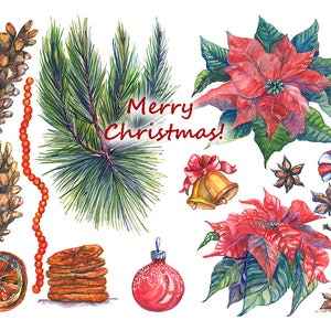 Christmas Watercolor Clipart, Winter Clipart, Hand Painted, Clip Art ...