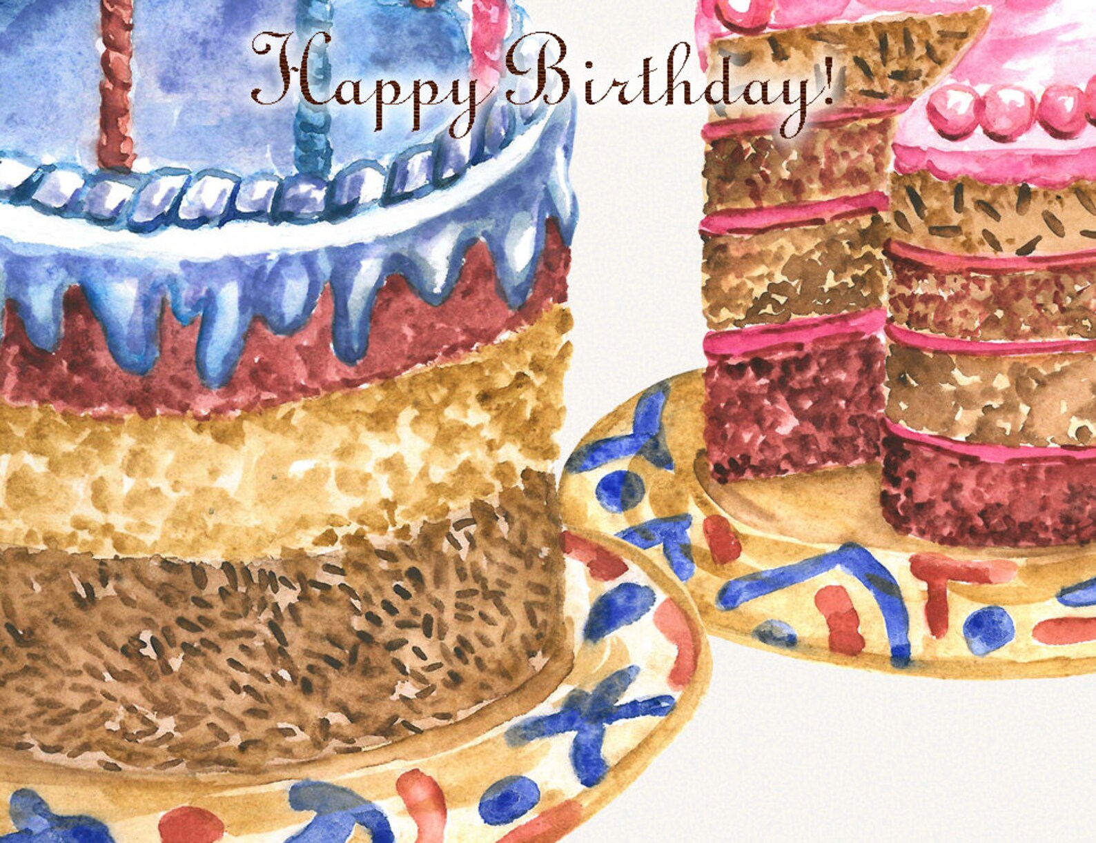 Birthday Clipart, Watercolor, Happy Birthday Clipart, Party Clipart ...