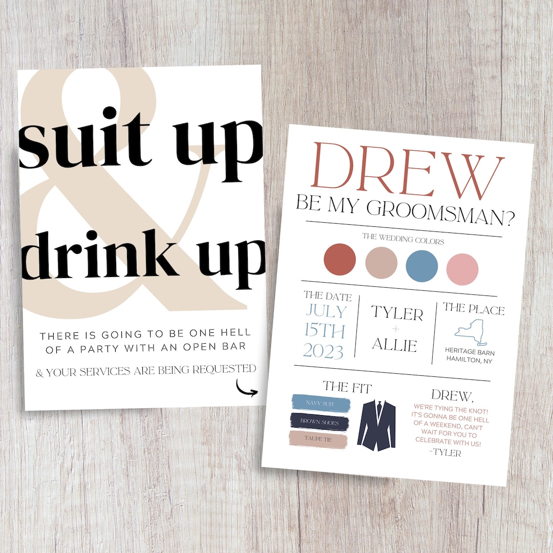 Groomsman Details Proposal Card | Canva Template Download | 5"x7 ...