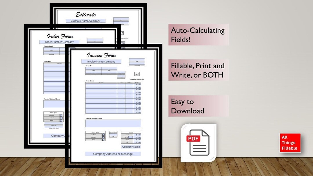 Fillable Small Business Mini Bundle! Order Form, Invoice Form, and ...