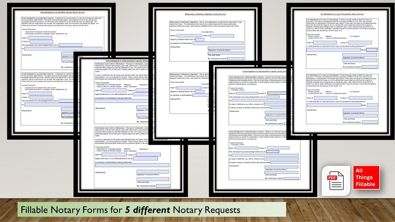 Fillable Notary Forms Bundle: All States (PDF) - Etsy