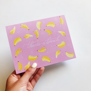 Thanks a Bunch Banana Thank You Card Fruit Pun Greeting - Etsy