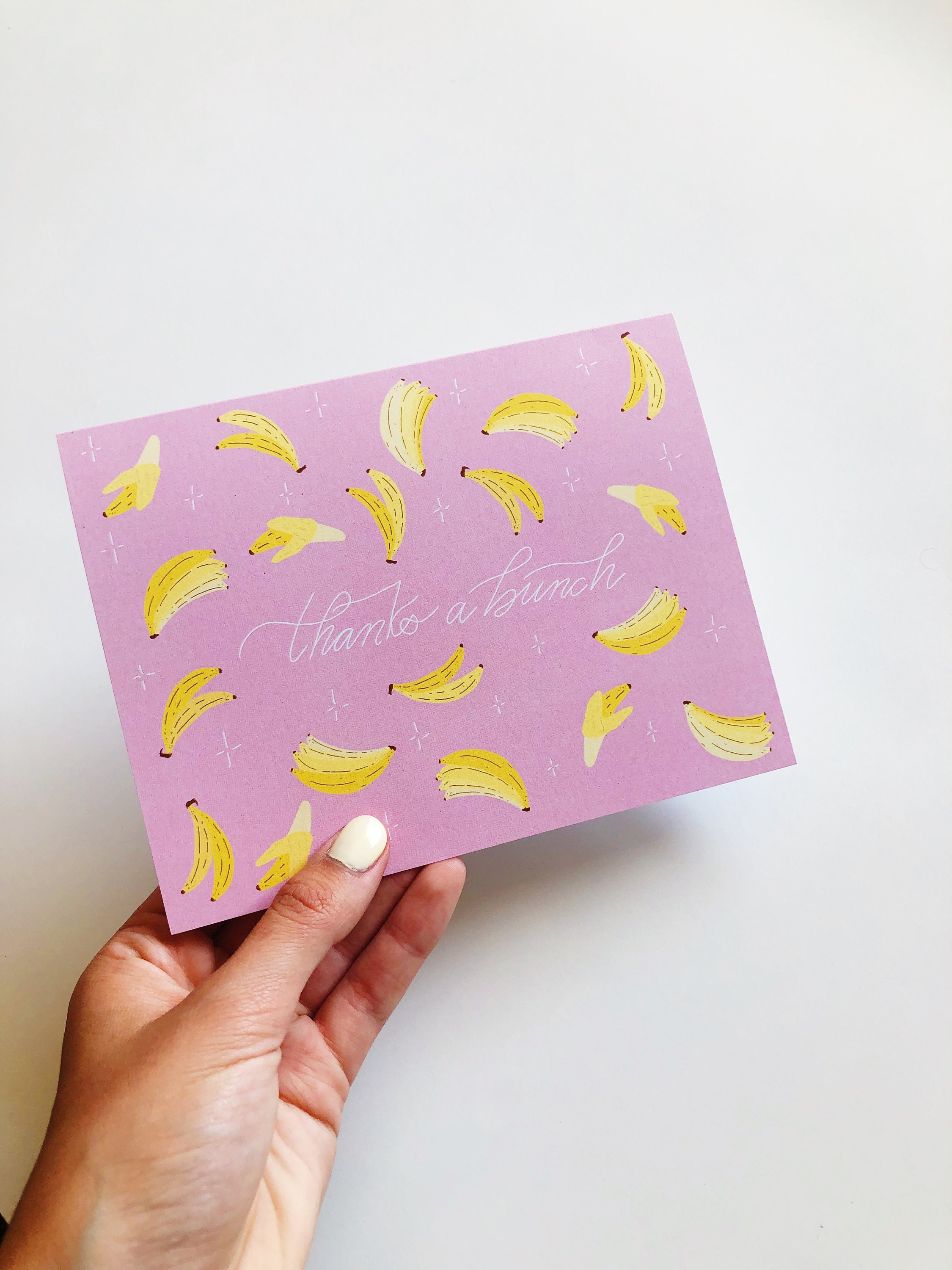 Thanks a Bunch Banana Thank You Card Fruit Pun Greeting - Etsy