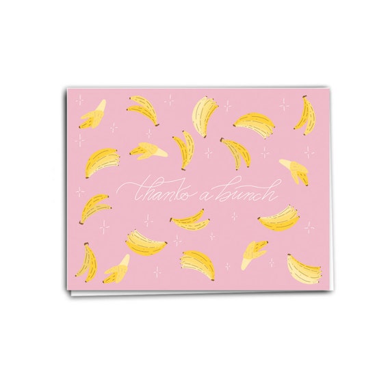 Thanks a Bunch Banana Thank You Card Fruit Pun Greeting | Etsy