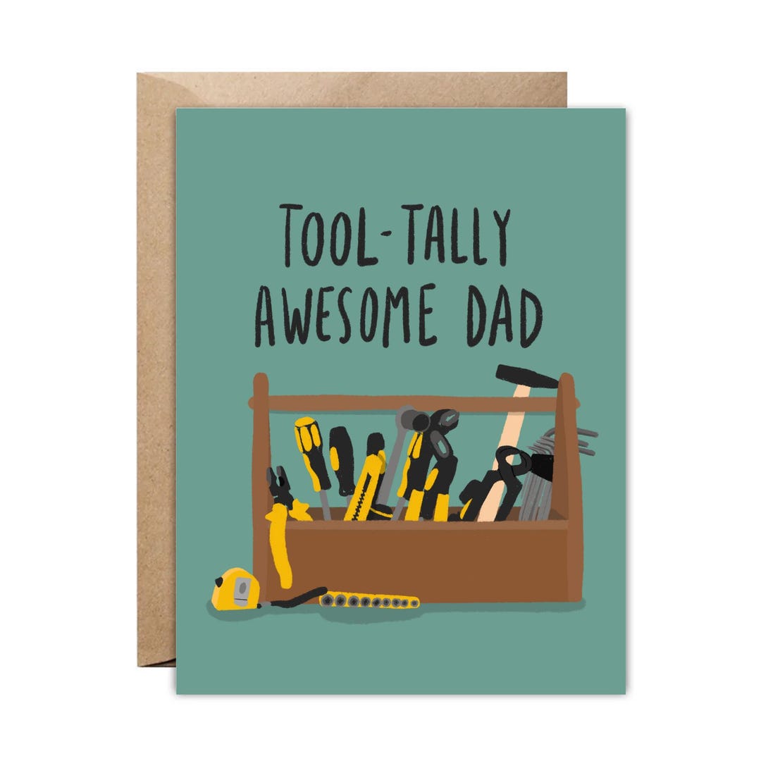 Tool-tally Awesome Dad | Tool Box Father's Day Card | Punny Father's ...