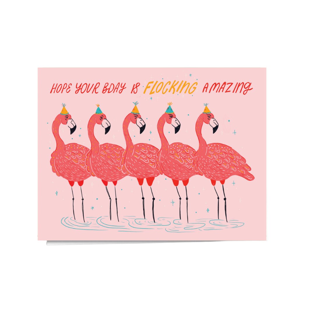 Flamingo Birthday Greeting Card, Funny Birthday Card, Birthday Gift ...
