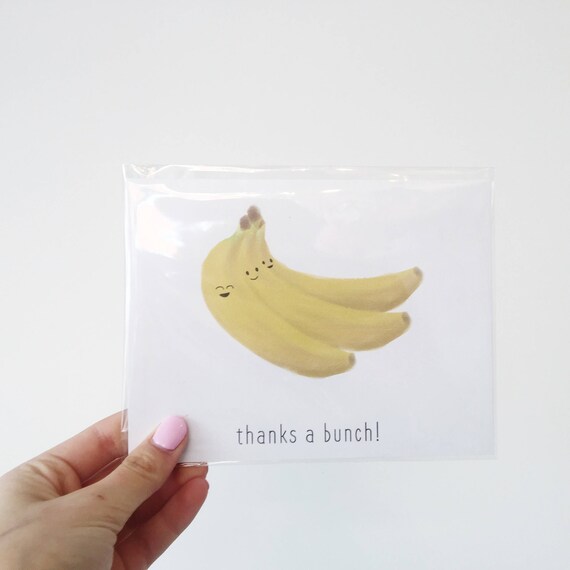 Thanks a bunch banana thank you card fruit pun greeting | Etsy