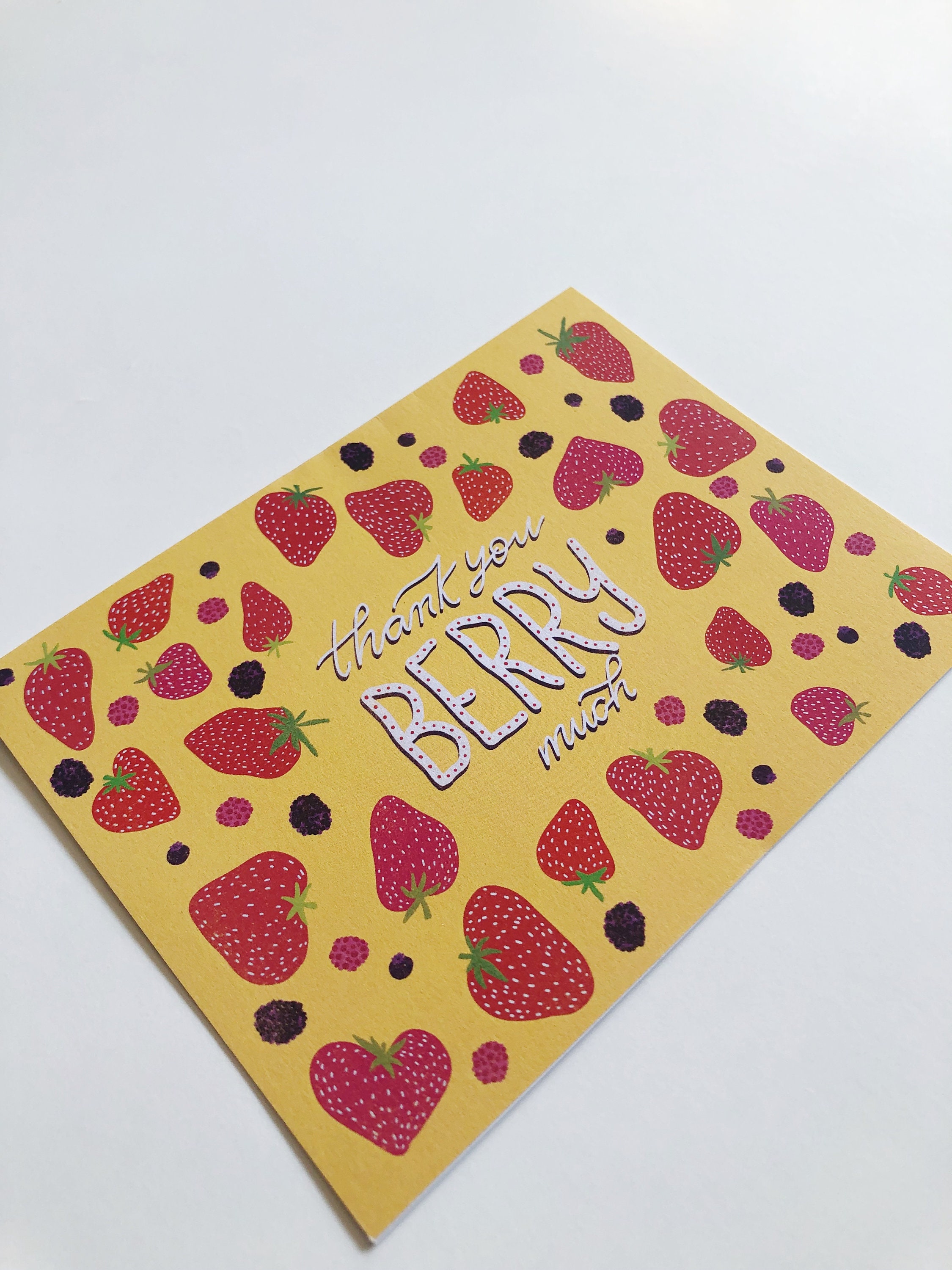 Thank you berry much Fruity thank you card Veggie thanks | Etsy
